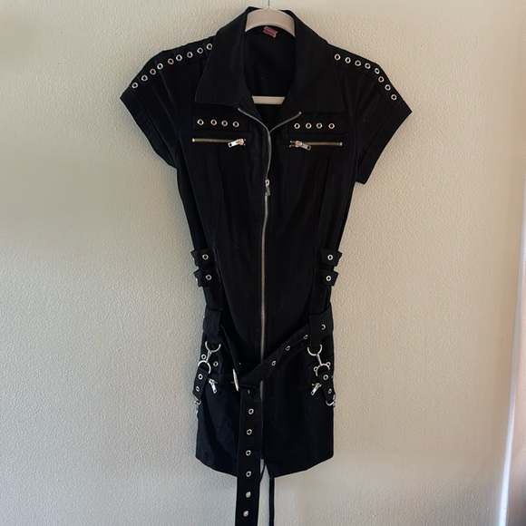 Dresses | Belted Zippered Chained Black Dress Costume Dress Corset ...